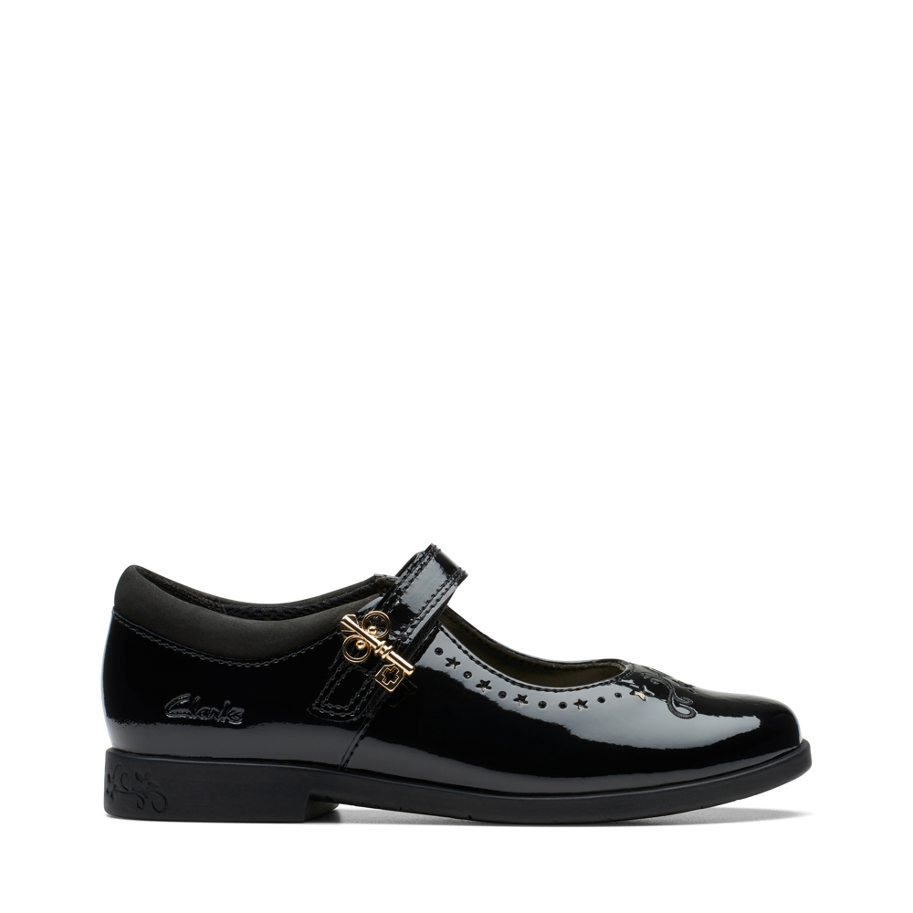 Clarks Lock Magic K. Black Pat – Wards Shoe Shops Ltd